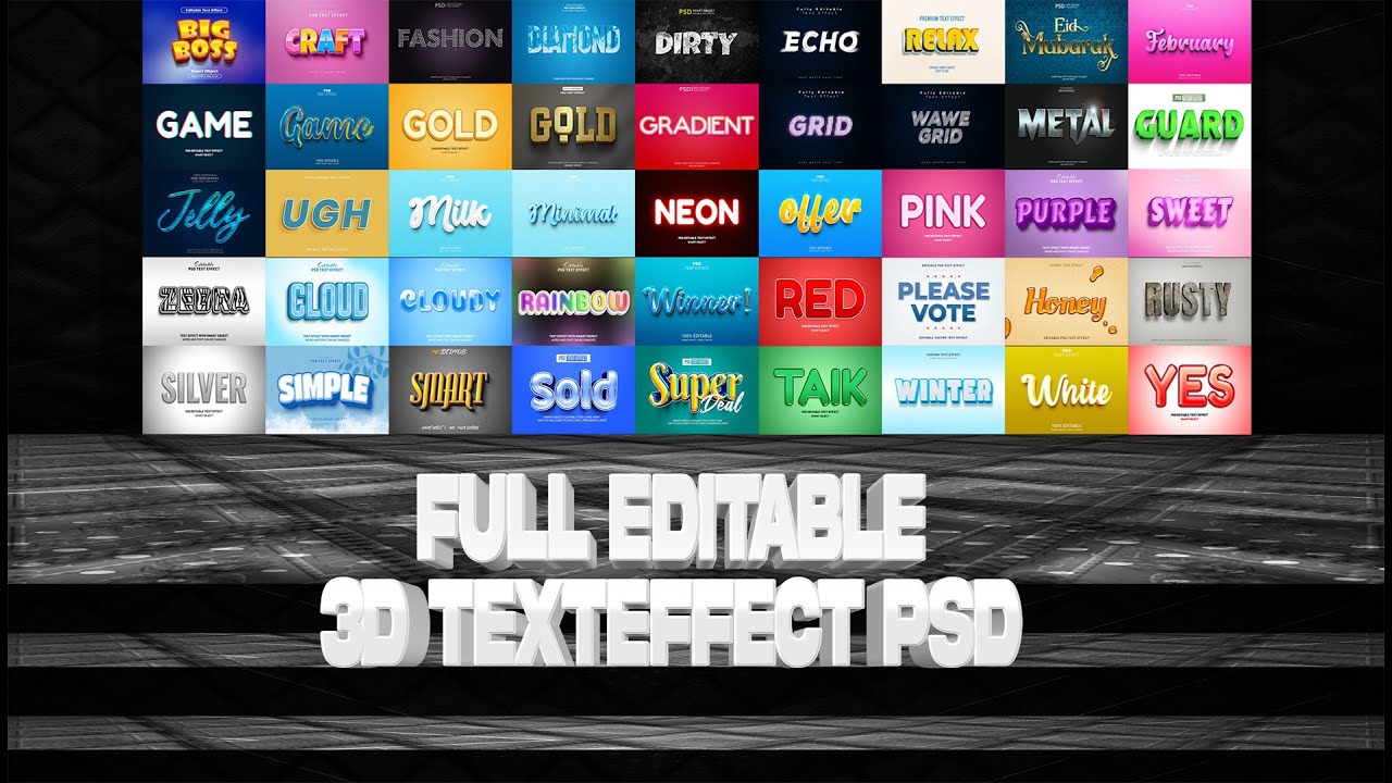 Text Effect In Photoshop Psd File Part 26 | Editable 3D Text Effect In ...