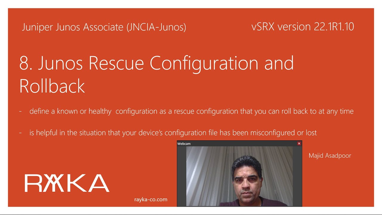 8. Junos Rescue Configuration and Rollback - YouTube