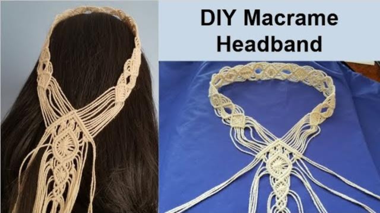 Macrame Headband | DIY Macrame Bohemian Fringe Decor | Handmade Gift tutorial | 绳编波希米亚发带 - YouTube