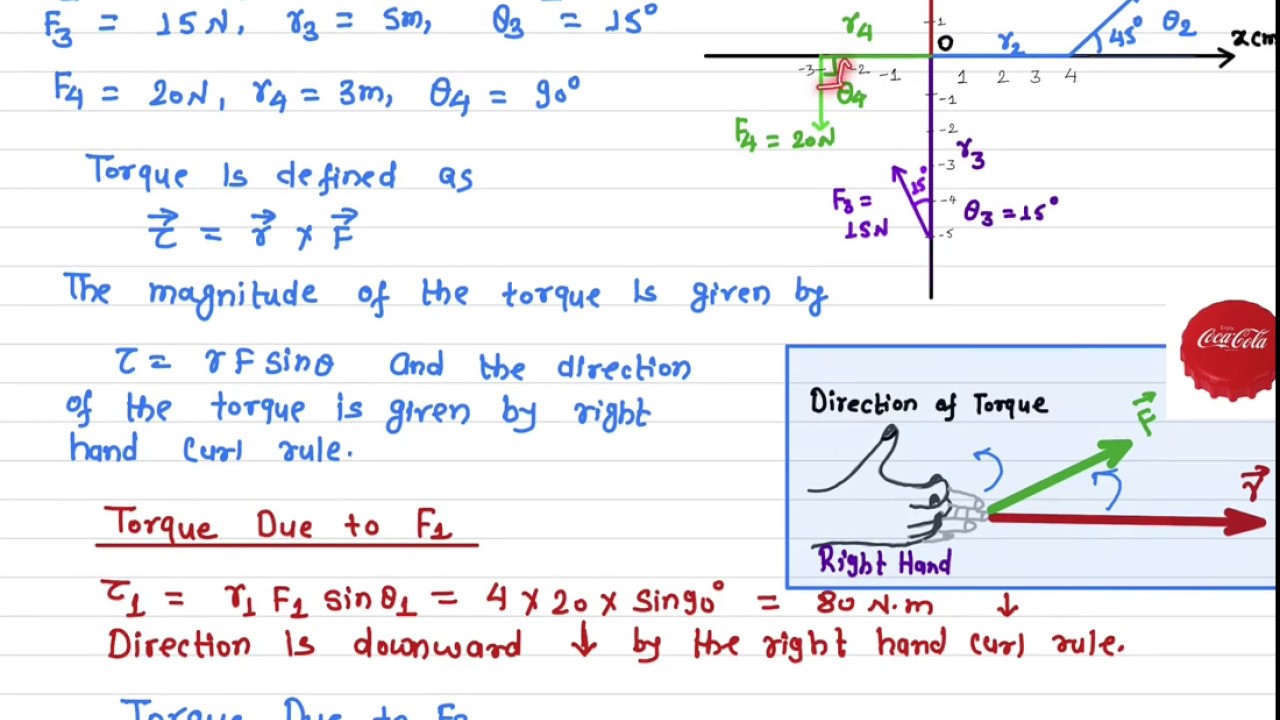 Torque Due to Multiple Forces at Various Angles # Lecture - YouTube