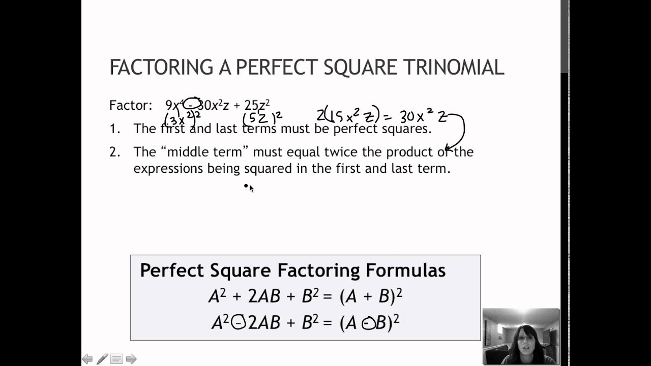 68 Factoring A Perfect Square Trinomial (4.6) - YouTube