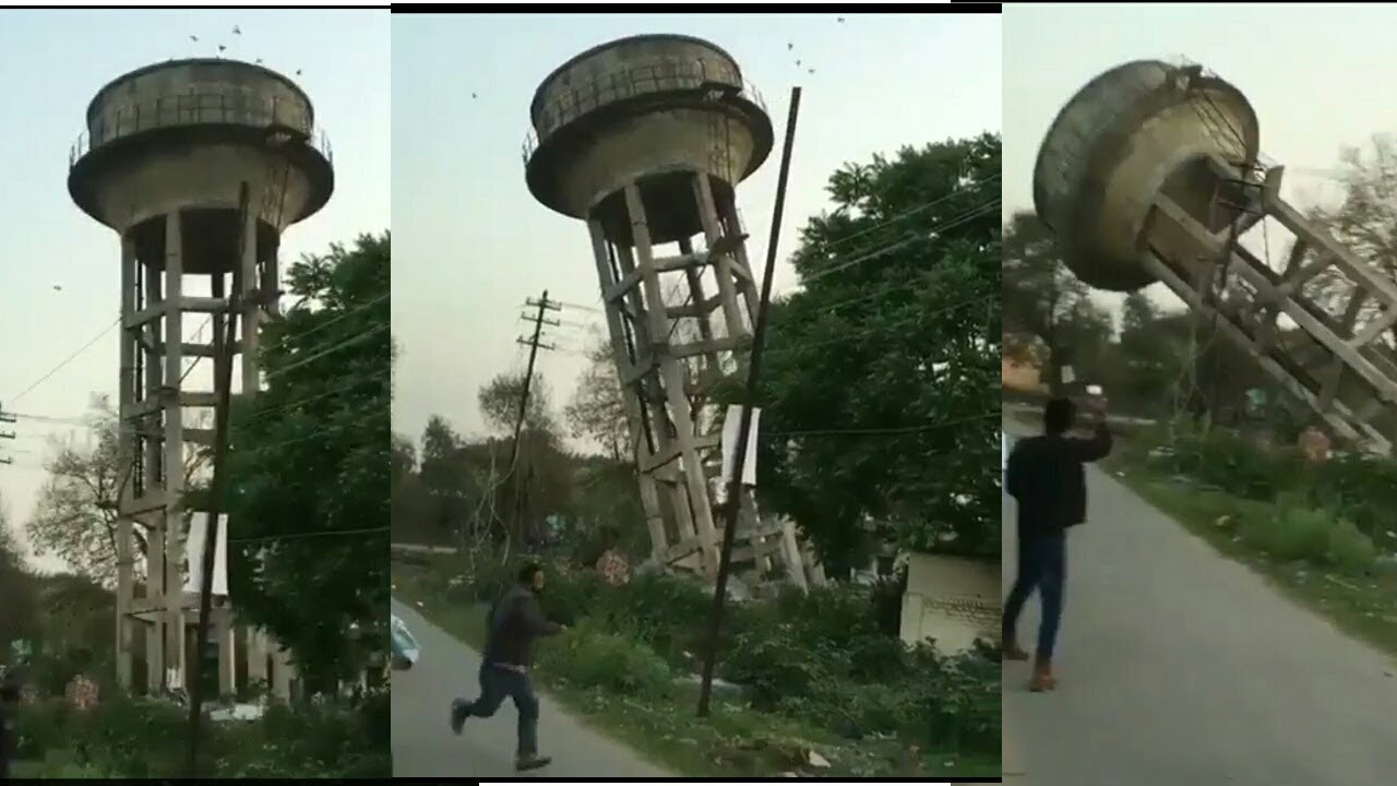 Water Tank Demolition 😱😱 100 FEET - YouTube