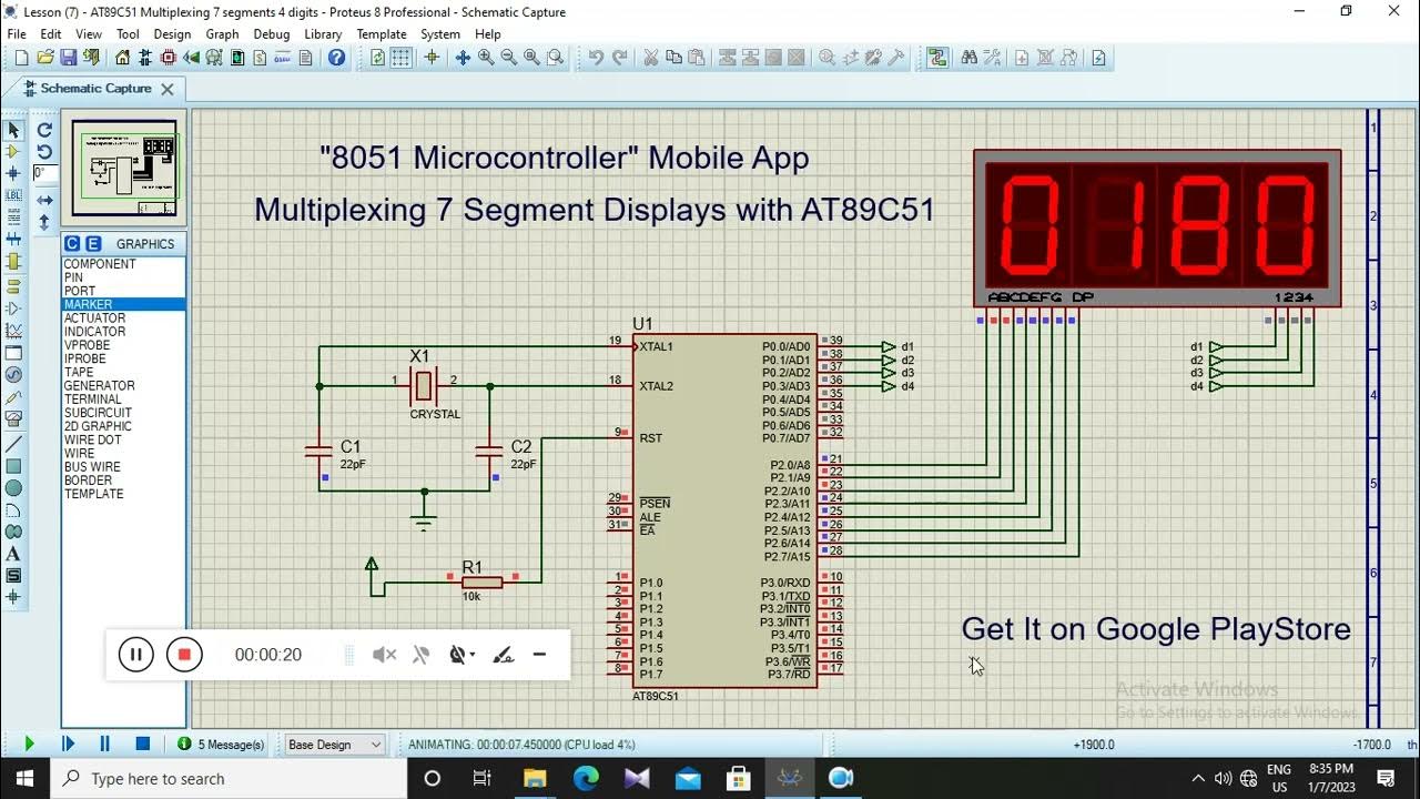 Multiplexing 7 segments with AT89C51 (8051 Microcontroller) - YouTube