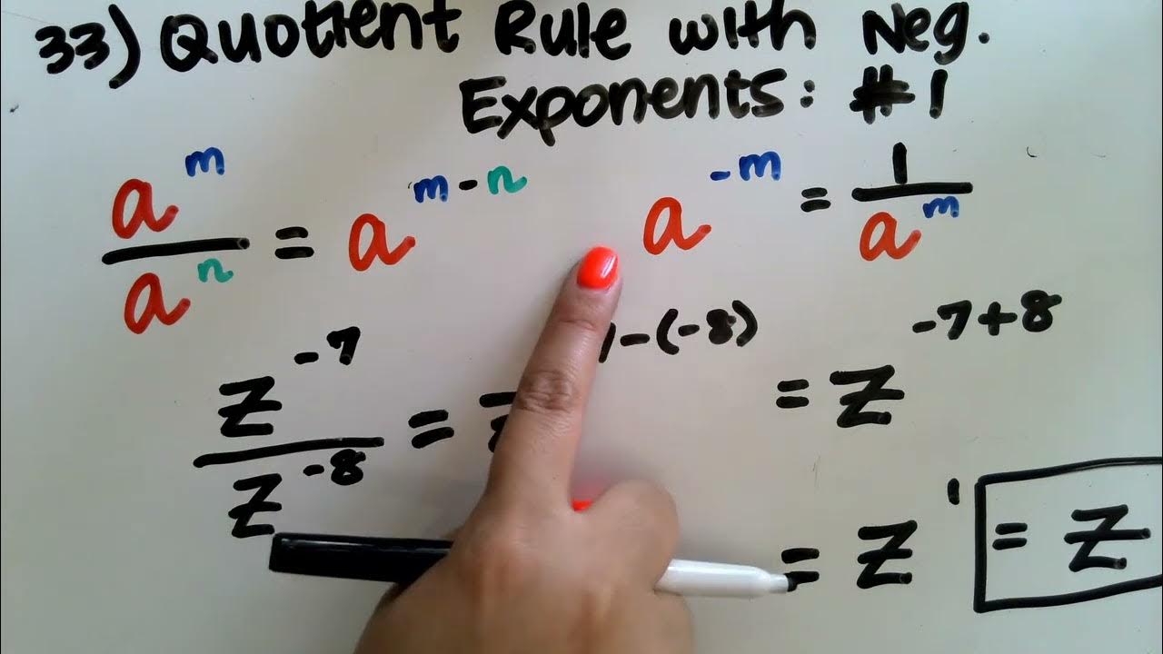 33) Quotient Rule with Negative Exponents: Problem Type 1 - YouTube