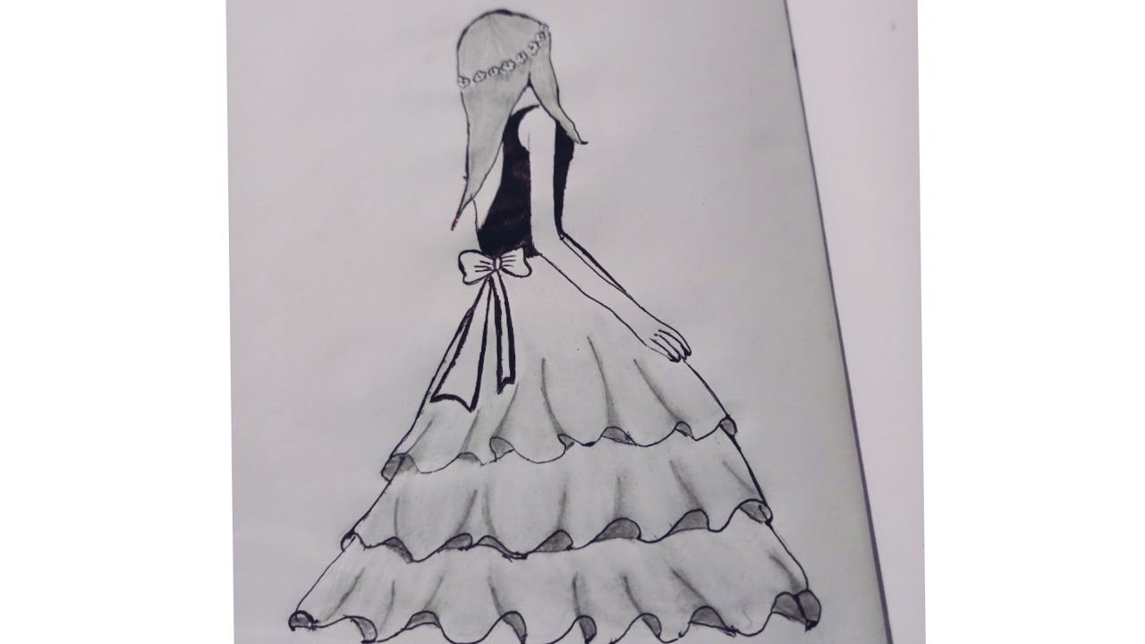 cute girl back side drawing - YouTube