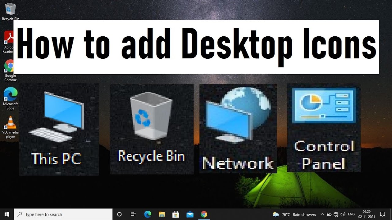 how to add desktop icons on windows 10 | this pc, recycle bin, network ...