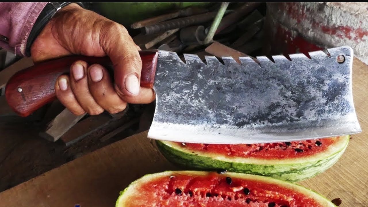 HOMEMADE KITCHEN CLEAVER KNIFE BY A NON DEGREE CAMBODIAN BLACKSMITH ...