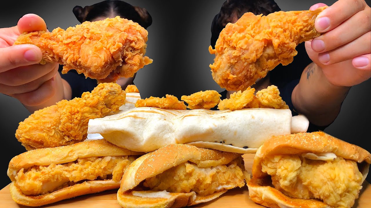 Asmr Mukbang Popeyes Burgers ๐ Chicken Nuggets ๐ Fried Chicken Eating