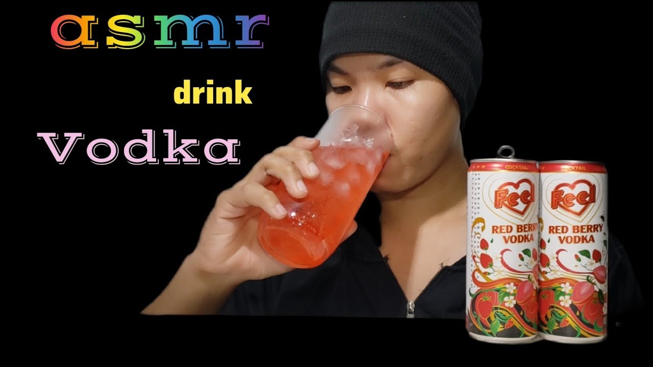 ASMR Drink RED BERRY VODKA fruit wine. with cool and refreshing ice .NO ...