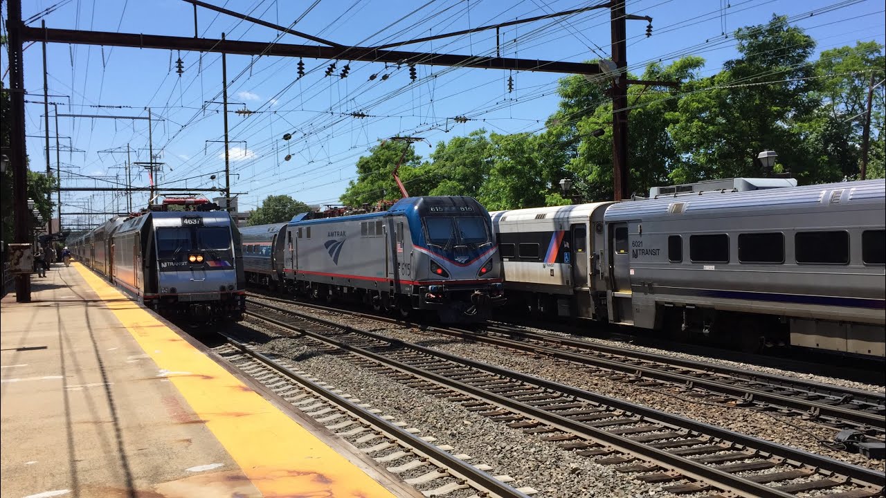 Amtrak & NJ Transit HD 60fps: Mid-Afternoon NEC Action @ Metuchen w ...