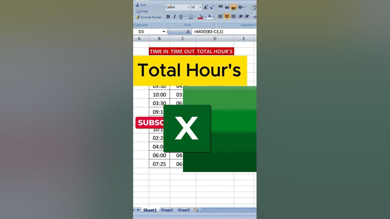Employee Total Hour's In Ms Excel / #excelfunction #excelformula#excel #viralvideo - YouTube