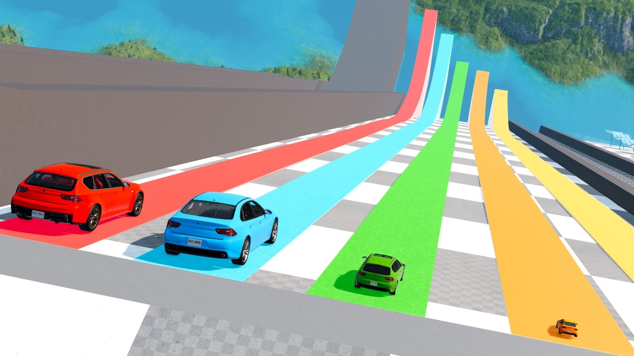 Big & Small Cars vs Colored Massive Ramps #2 - BeamNG.drive - YouTube