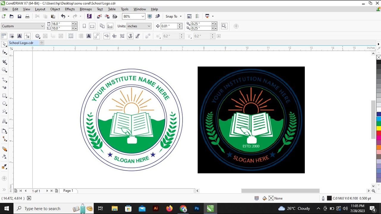 How To Trace A Logo In CorelDraw | School Logo Design Step By Step ...