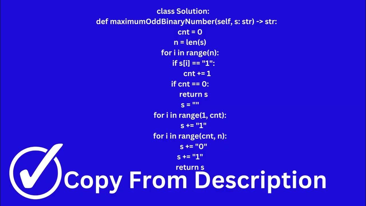 8048 Maximum Odd Binary Number Weekly Contest 364 Youtube