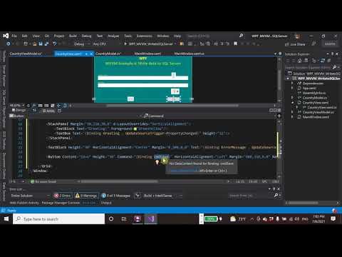 WPF .NET5 - MVVM Pattern Part 4: Write Data to SQL Server - YouTube