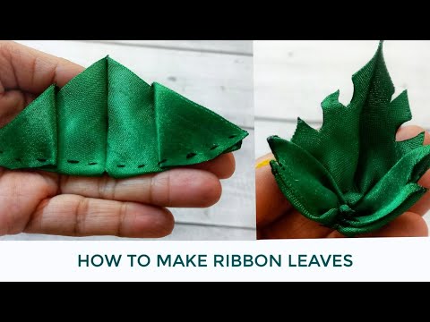 ☘️Ribbon leaves☘️|Ribbon leaf DIY tutorial|How to make Ribbon leaves ...
