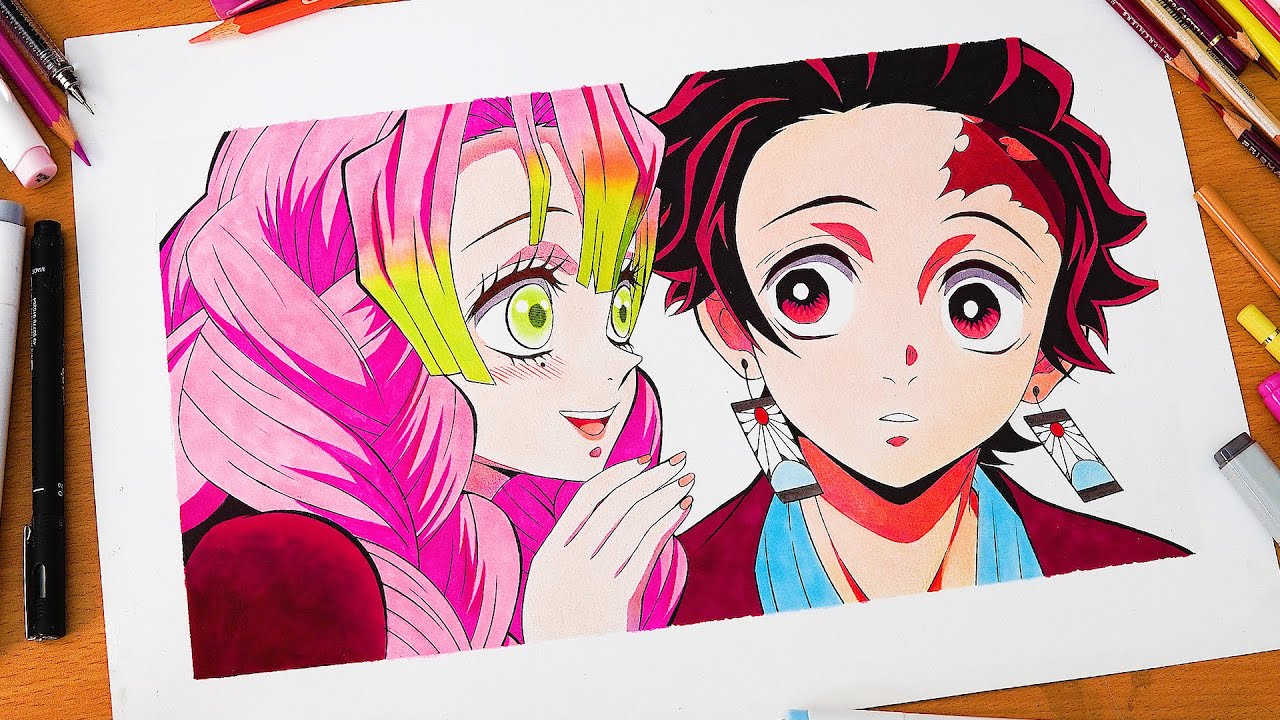 Drawing - Mitsuri & Tanjiro ~ Demon slayer Season 3 | Kimetsu no Yaiba ...