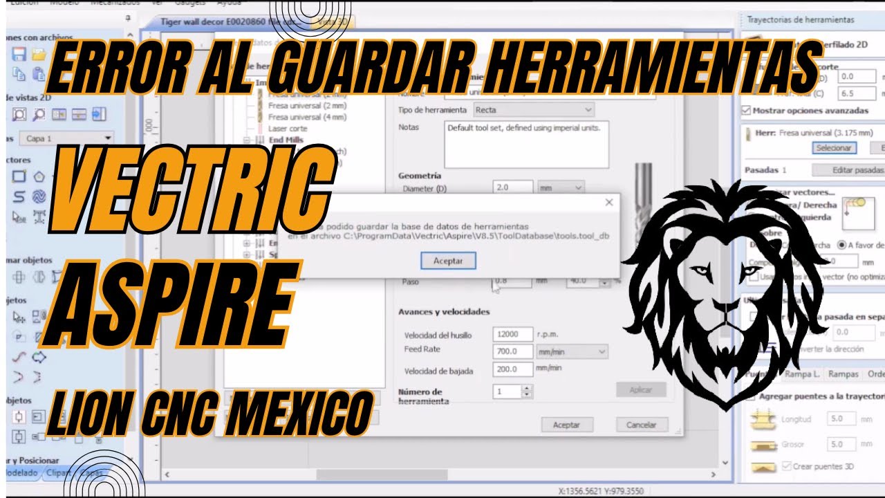 Tutorial de Vectric Aspire en español, como quitar el error y guardar ...