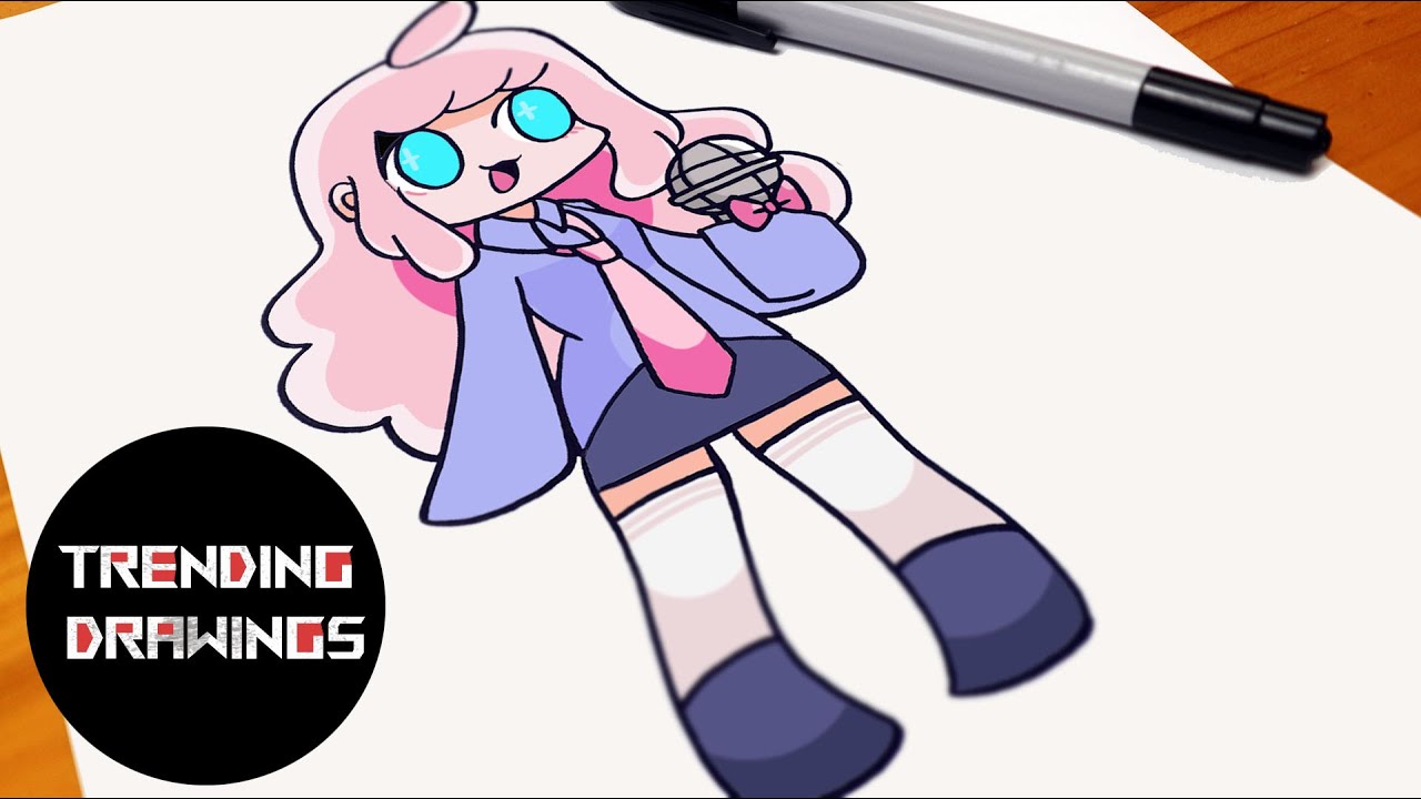 How To Draw FNF MOD Character - Senpai's Fangirl Easy Step by Step ...