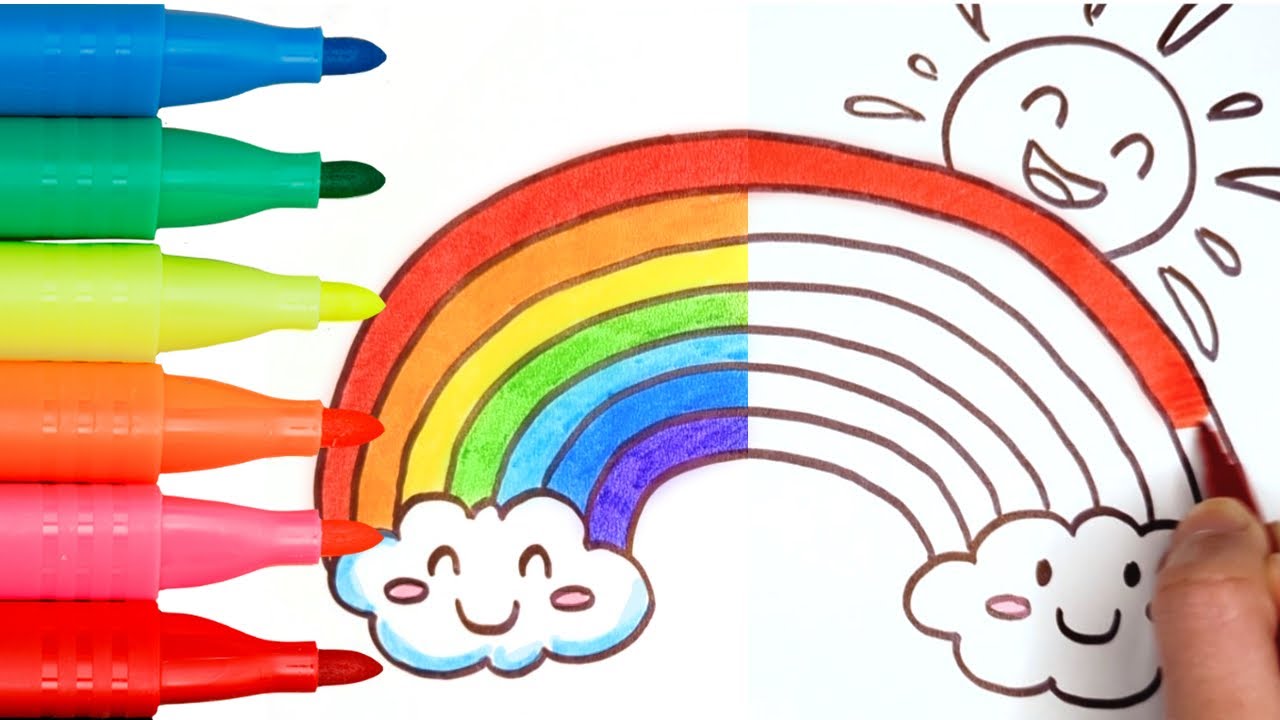 🌈 How to DRAW a RAINBOW with Sun☀️ | Art Tutorial for Kids! - YouTube