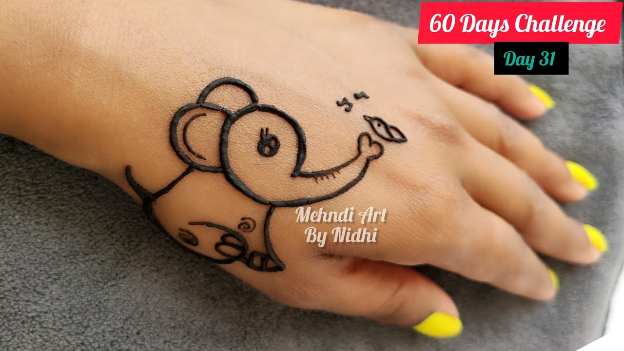 Day 31/60..Chotu Elephant Tattoo Mehndi Design | Stylish Simple Mehndi ...