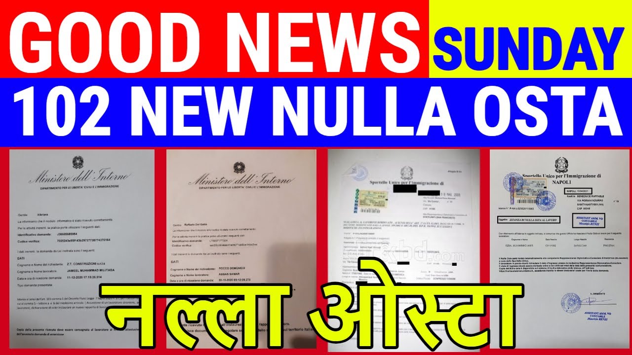 ITALY GOOD NEWS _ 102 new nulla osta italy _ nulla osta family reunion ...
