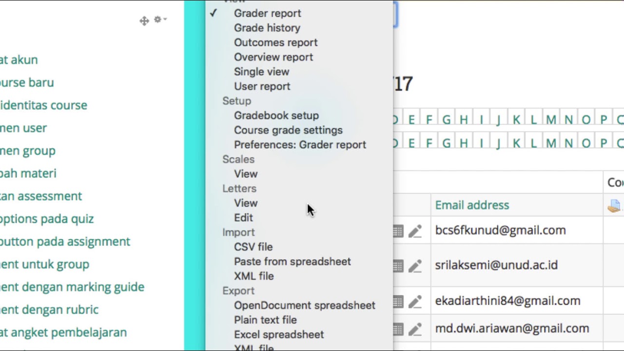 Export Grade to Excel in LMS Moodle - YouTube