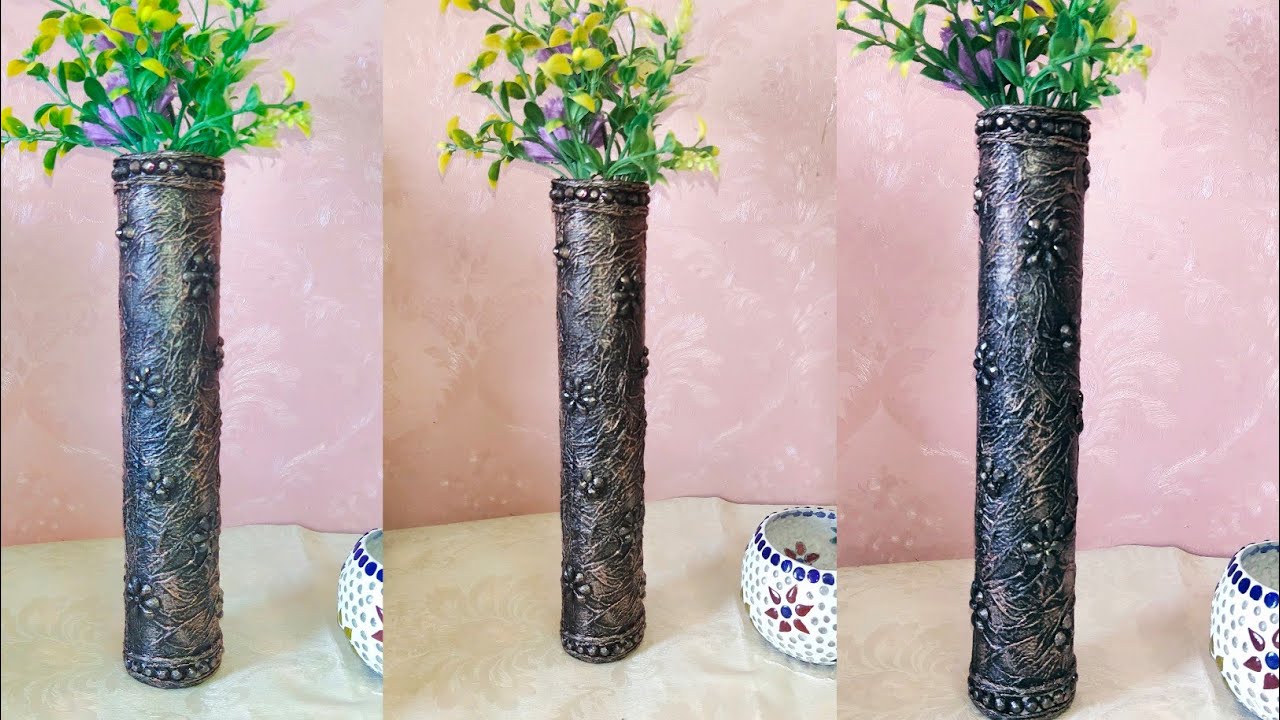 Cardboard Roll Flower Vase Tutorial || DIY Flower Vase || Home Decor ...