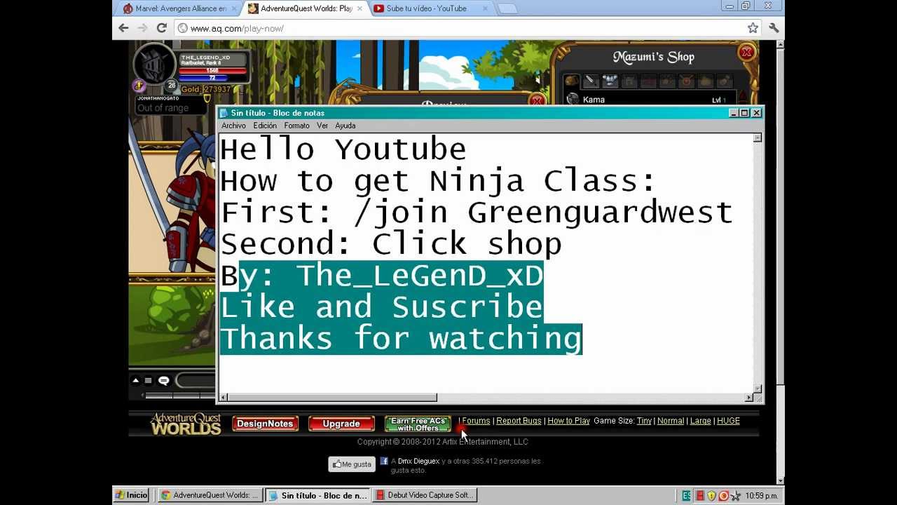 AQW How to get Ninja Class - YouTube