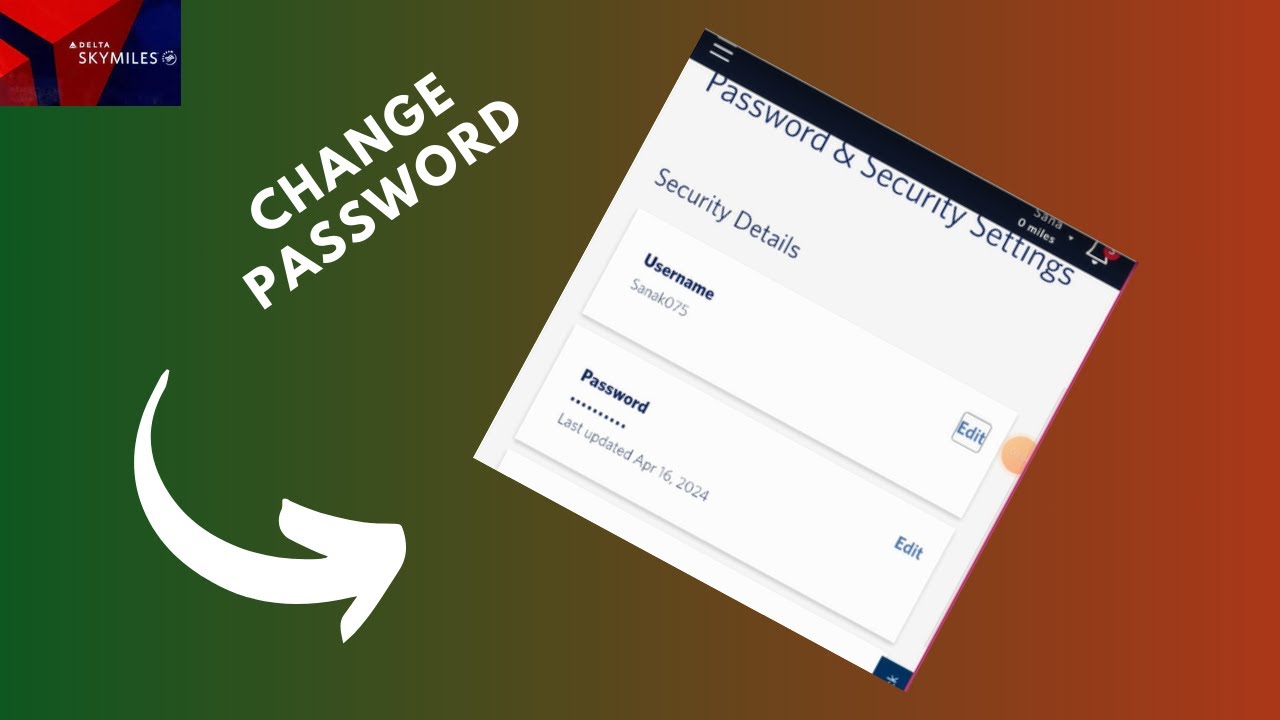 how to change password on delta skymiles account - YouTube