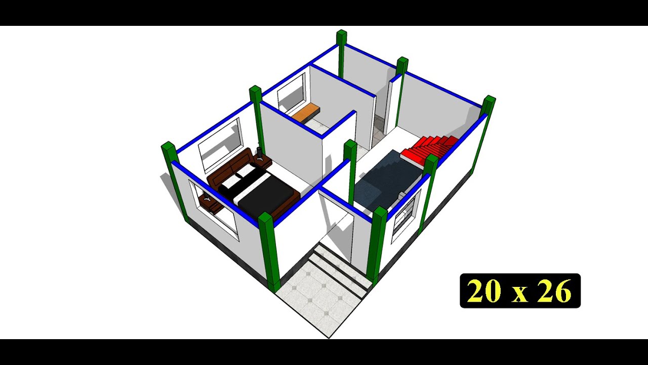 20 X 26 SQFT small village house plan II 20by26 ghar ka design II 20x26 ...