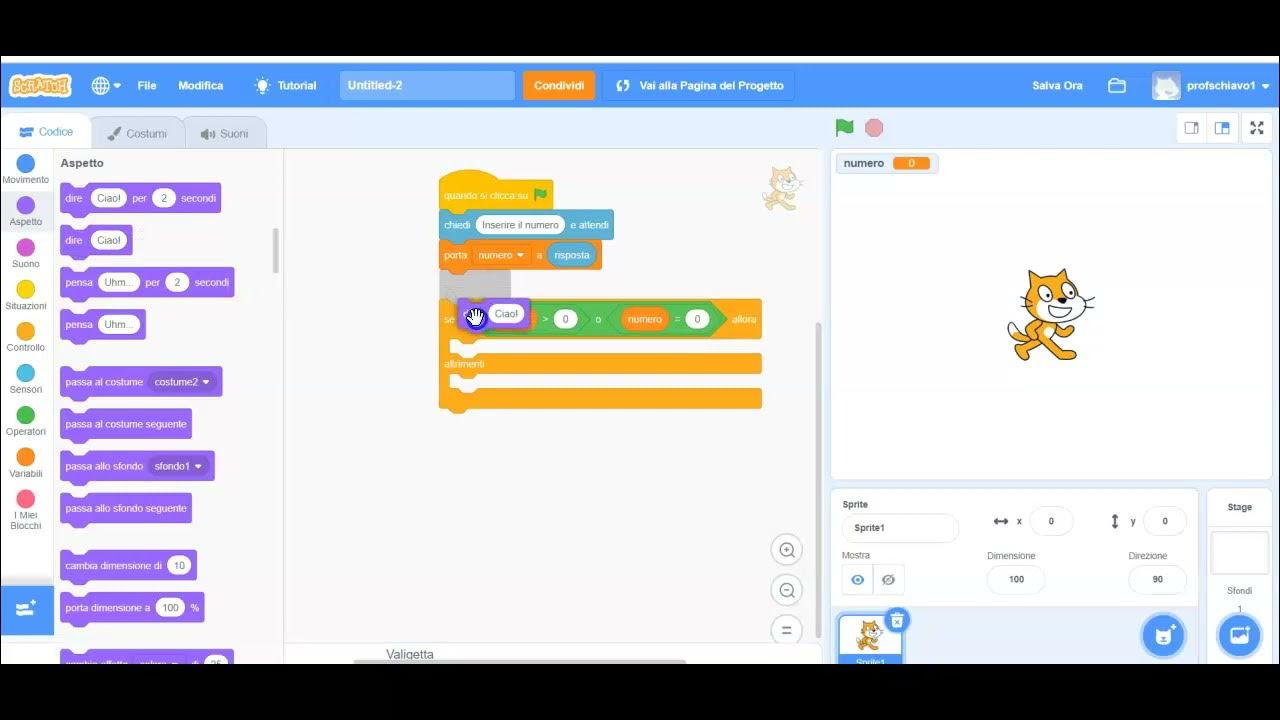 Blocco SE e operatore logico O in Scratch - YouTube