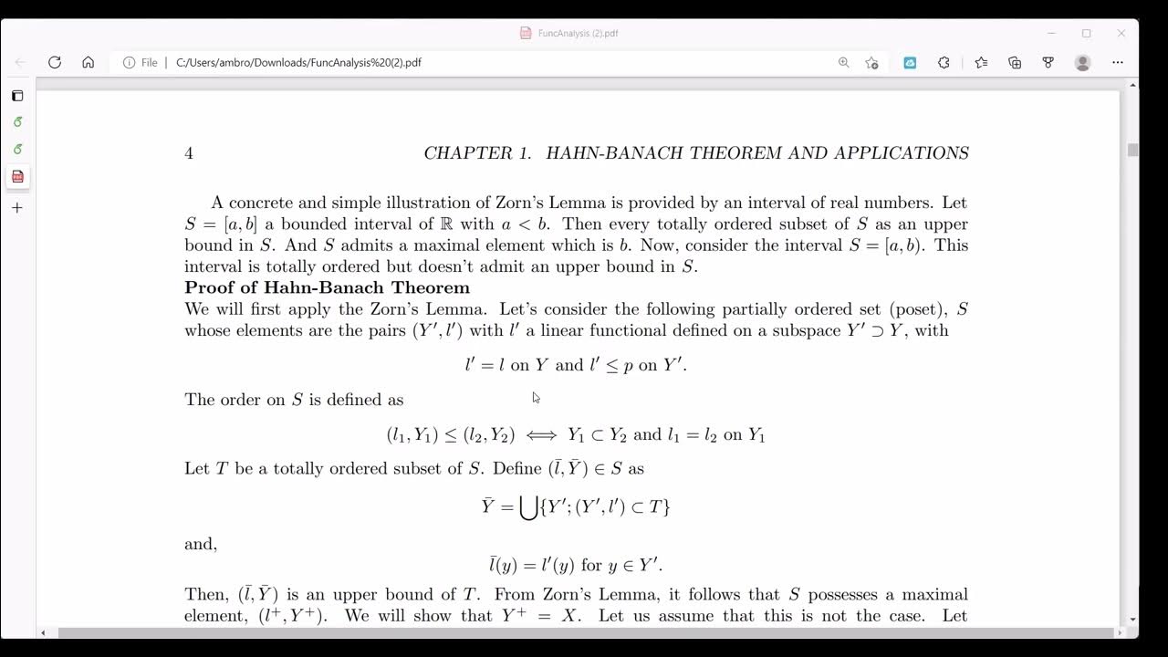 Functional Analysis Lecture 1 (Hahn Banach Theorem) - YouTube