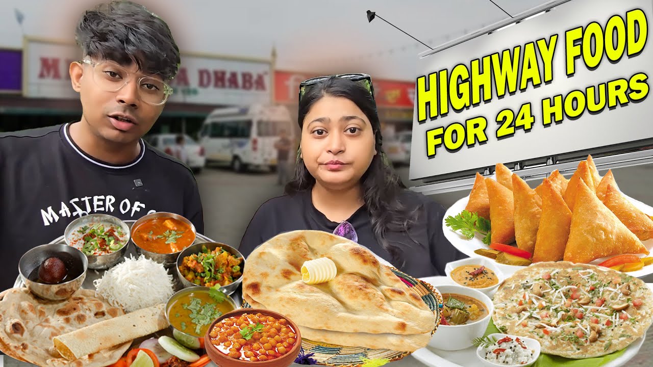 EATING Only HIGHWAY FOOD FOR 24 HOURS!! 😋 - YouTube