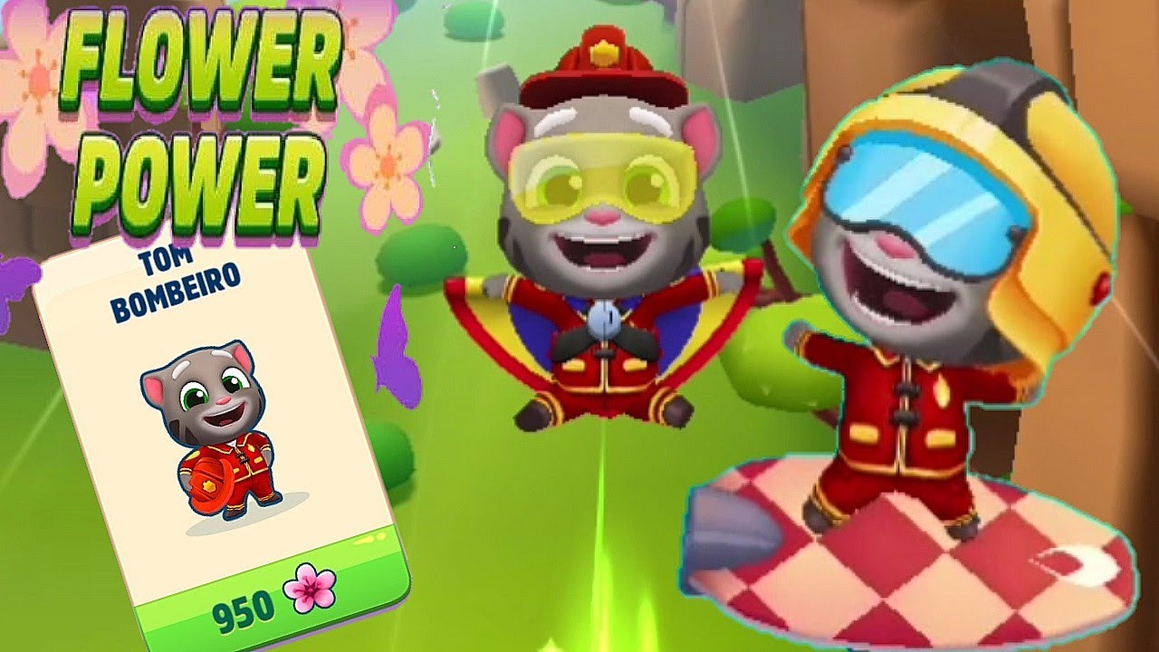 Talking Tom Gold Run new Update FLOWER POWER event Fireman Tom Unlocked ...