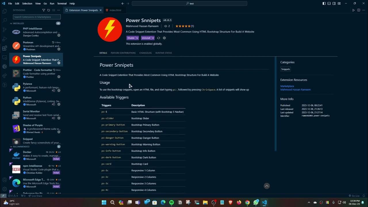 Introducing my own code snippet extension 🔥 - YouTube