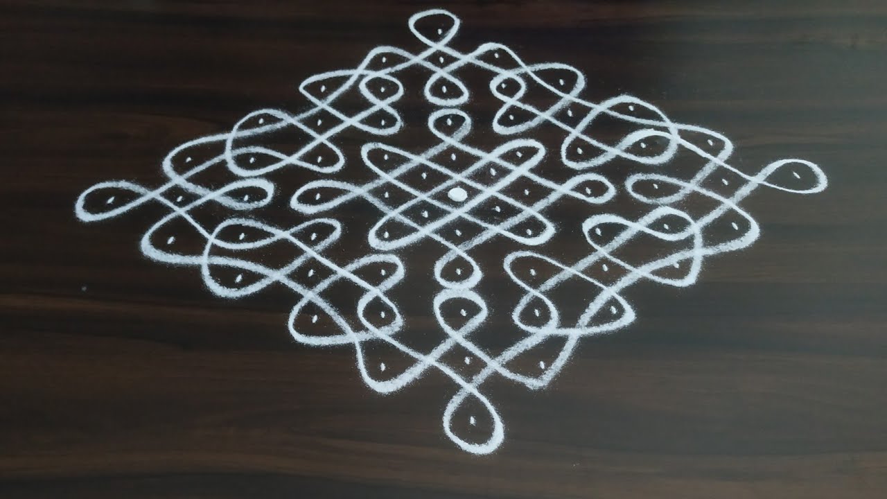Sikku Kolam l Melikala Muggulu l 11 Dots Rangoli l Melikala Muggulu l ...