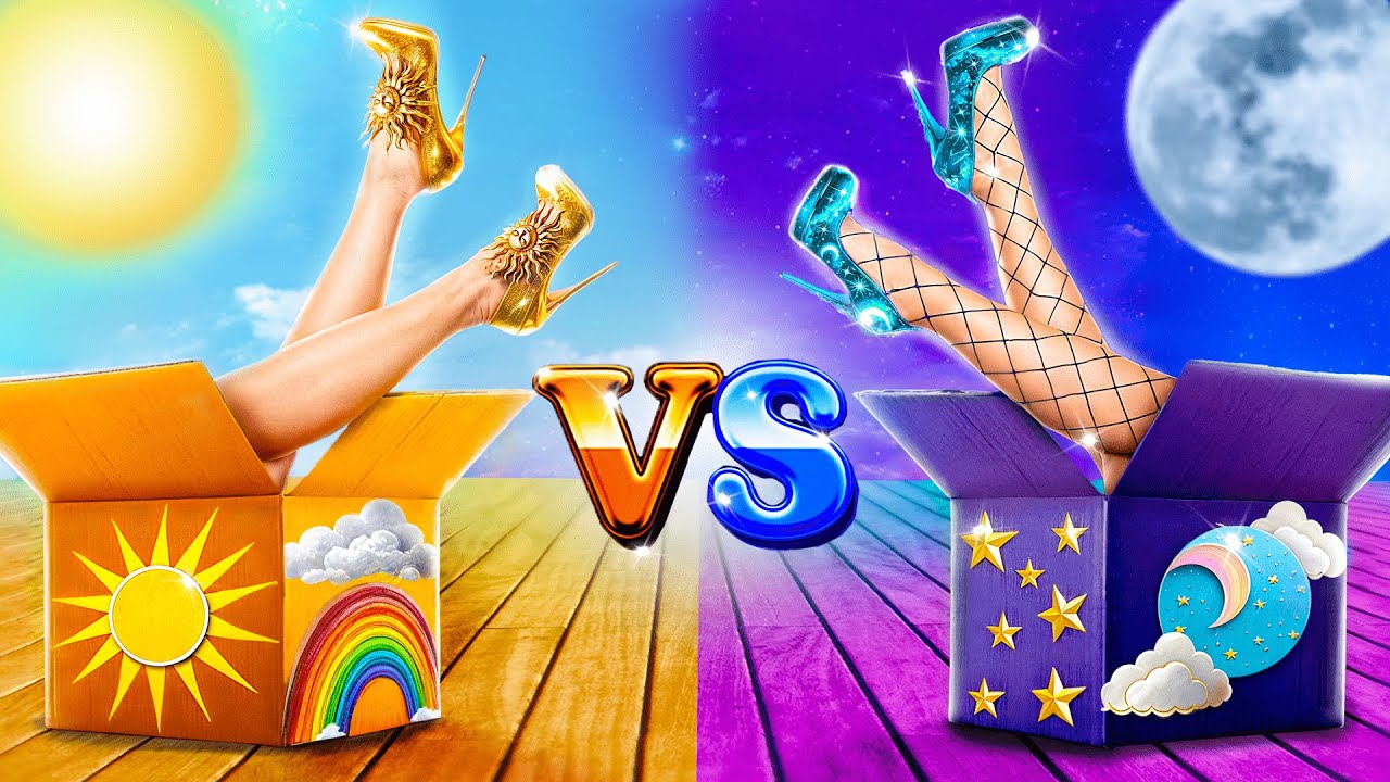 Day Girl vs Night Girl! One Color Challenge! How to Become a Mermaid ...