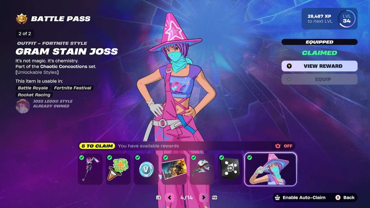 FORTNITE CLAIM BATTLE PASS 4/14 CHAPTER 6 SEASON 2 - YouTube