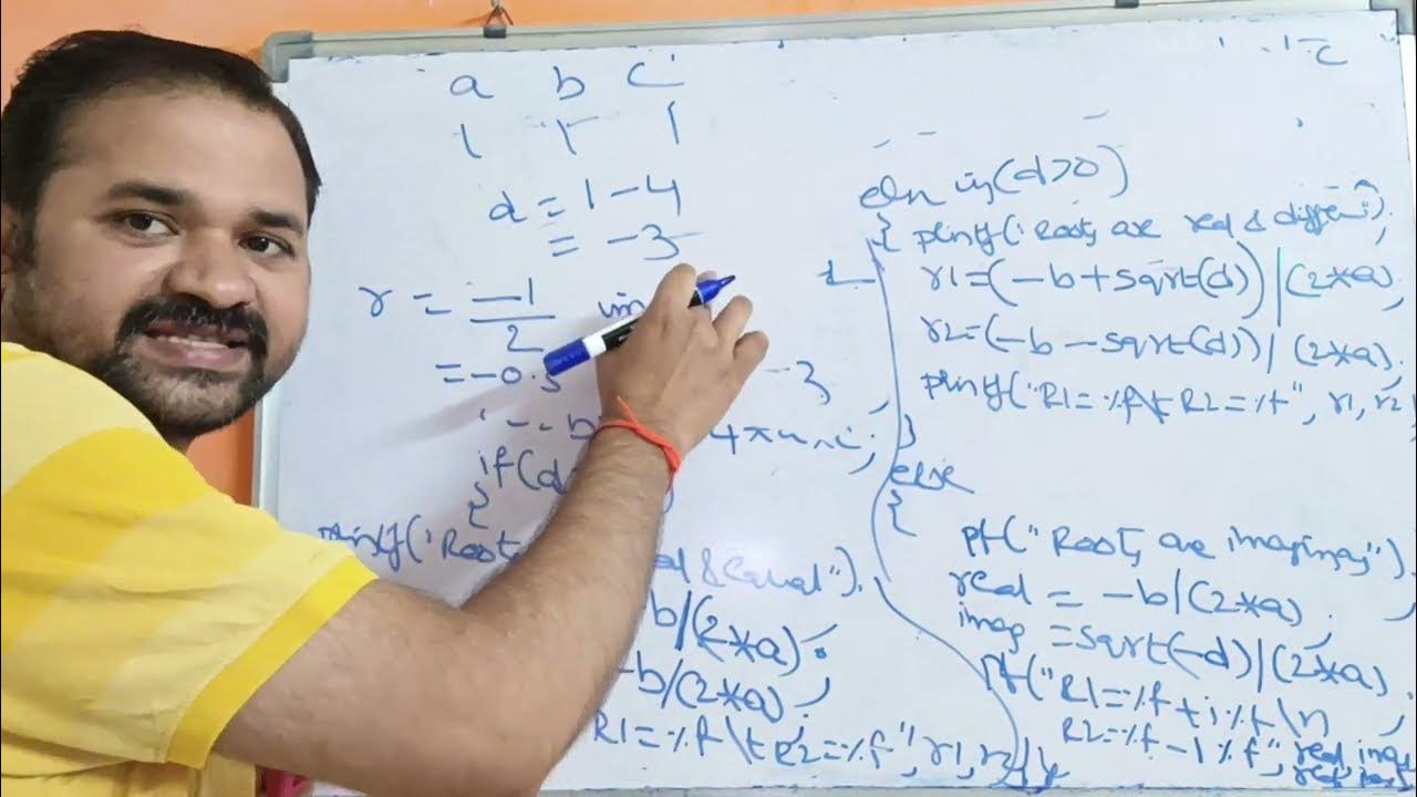 C Program to print roots of quadratic equation in Telugu | C Programming in Telugu || C Language ...