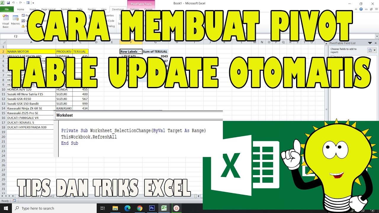 Cara Membuat Pivot Tabel Update Secara Otomatis - YouTube