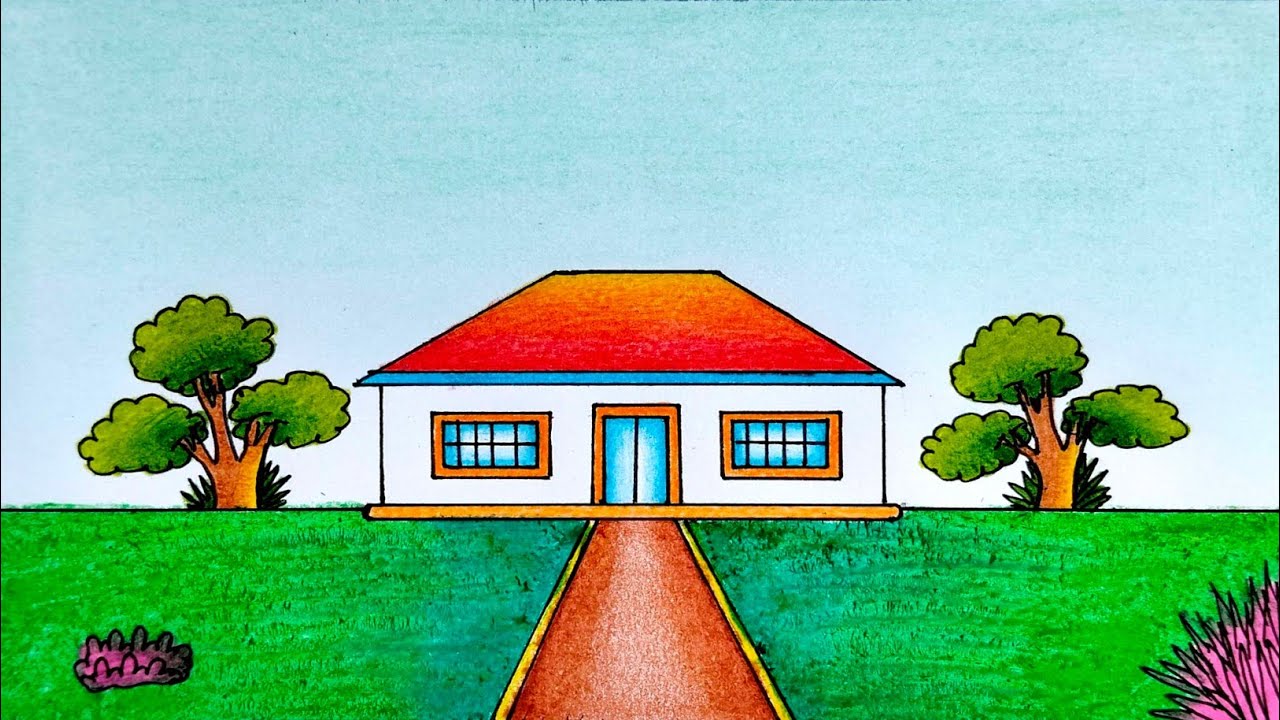 How to Draw Simple House 🏠 | Simple House Drawing | Ghar ka Chitra ...
