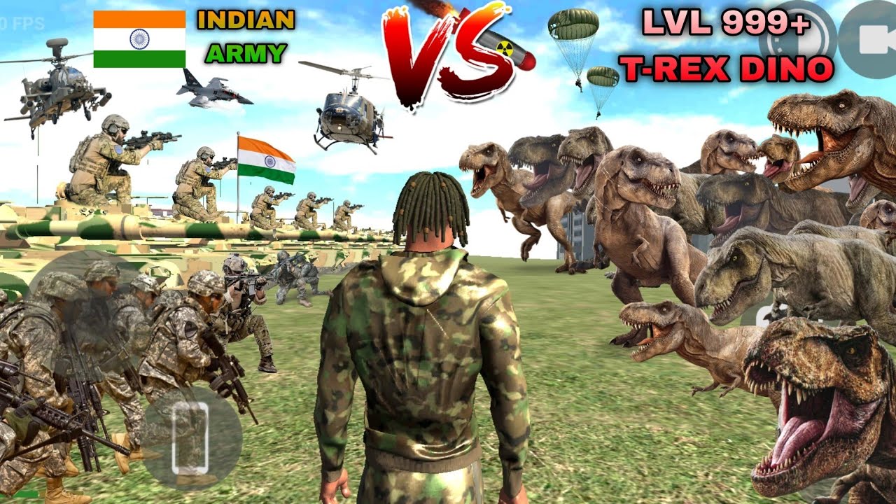 Indian Army 🇮🇳 vs 100 Trex Dinosaur 🦖 | Indian Bike Driving 3D - YouTube
