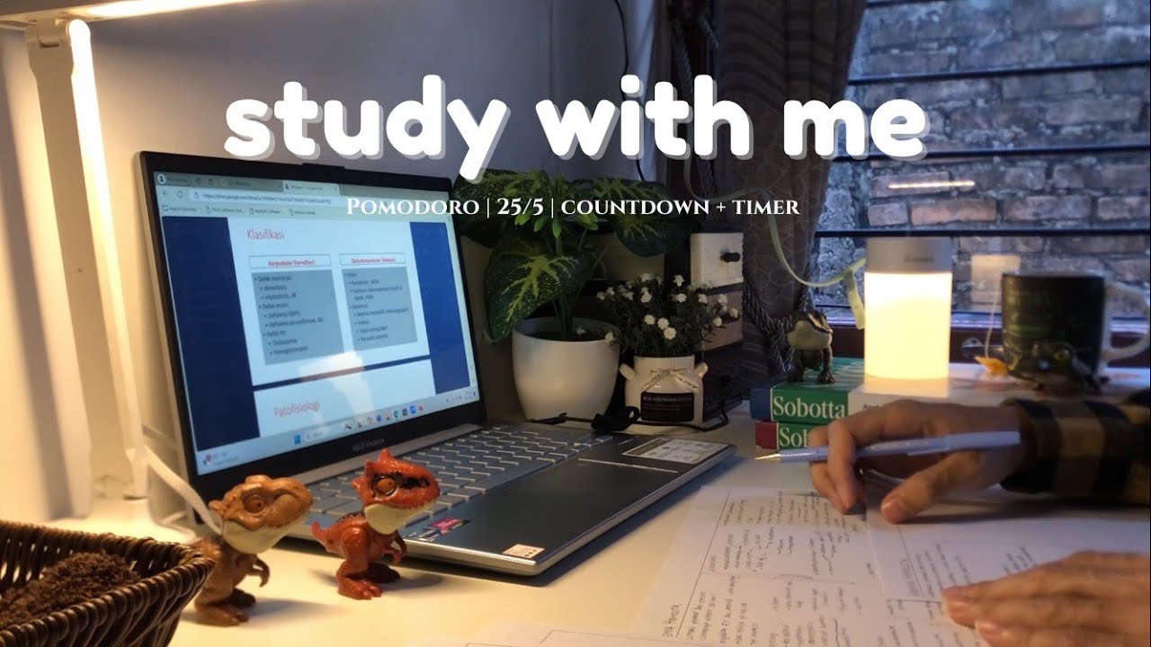 1HR-STUDY WITH ME | pomodoro 25-5 | gentle rain 🌧️ | bell + timer - YouTube