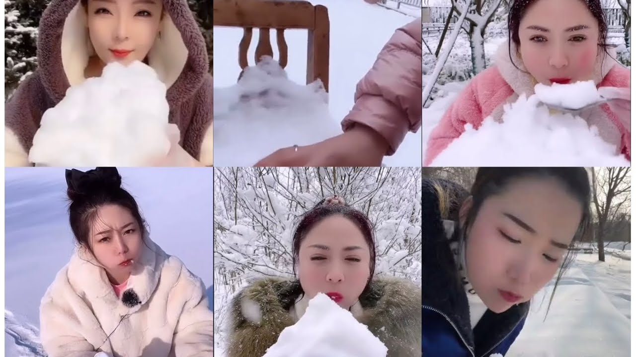 ☃️SNOWEATING / ICE EATING / SOFT FLUFFY SNOW ICE☃️ ️ - YouTube