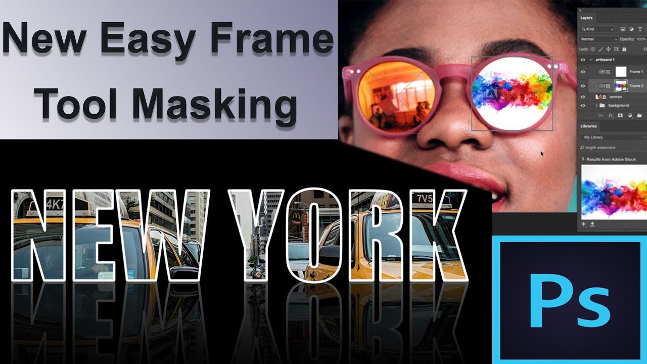 How to use new frame masking tool in photoshop - YouTube