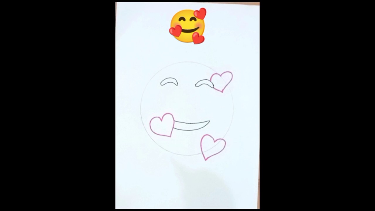 How to draw emoji with hearts || 🥰 emoji sketch... - YouTube