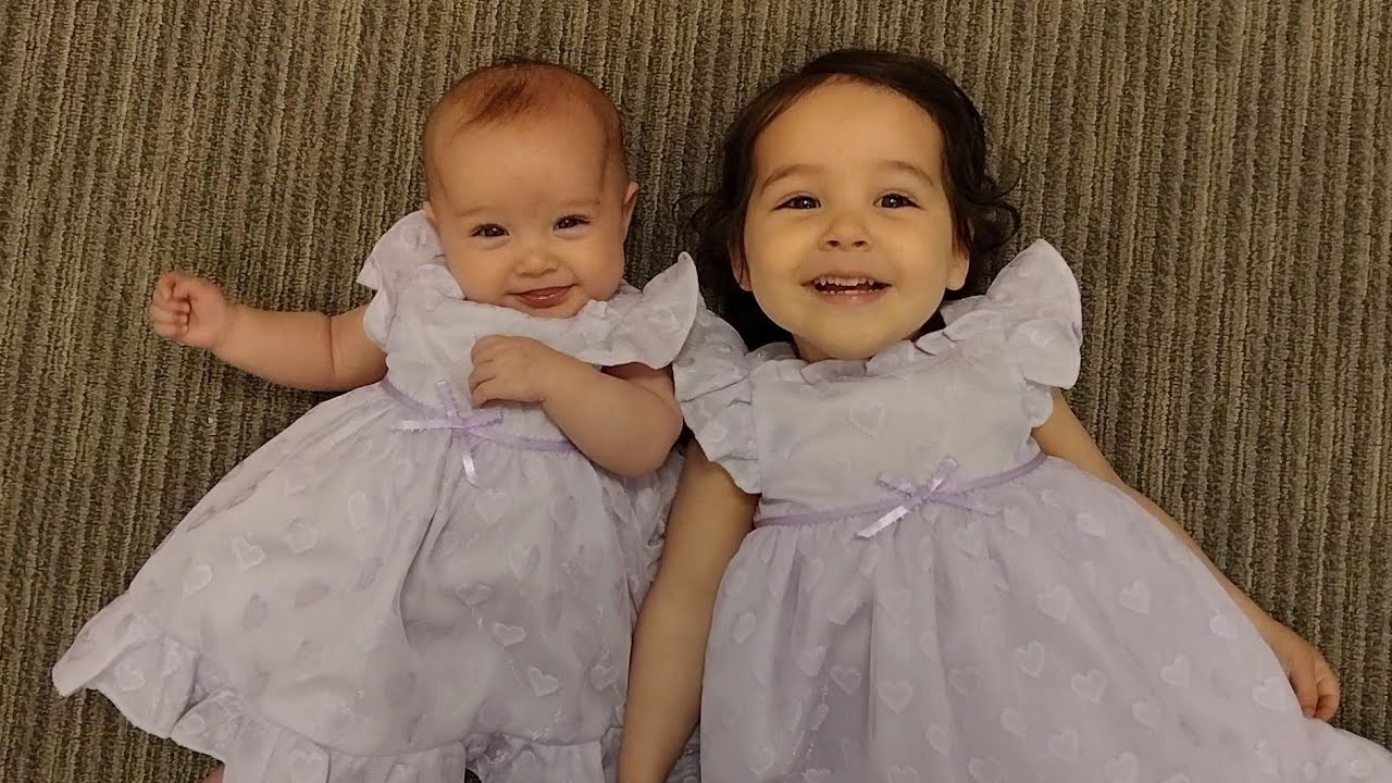 Newborn Ada and Baby Ava Wear Purple Dresses and Kiss 👶🏻🍼👶🏼 - YouTube