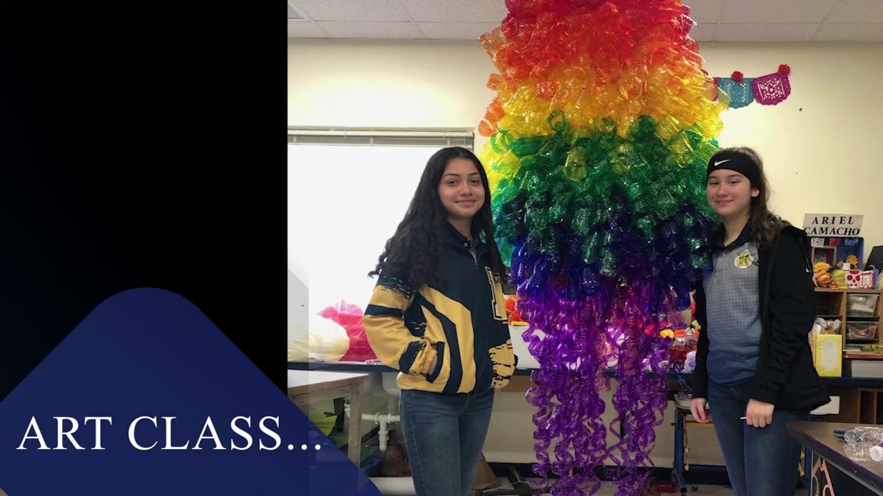 Ida Diaz Jr. High Art Class Uses Recycled Items - YouTube