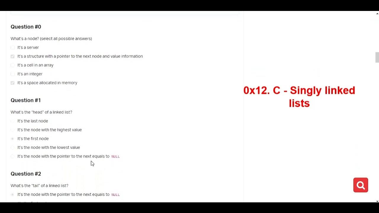 0x12 C Singly linked lists quiz - YouTube